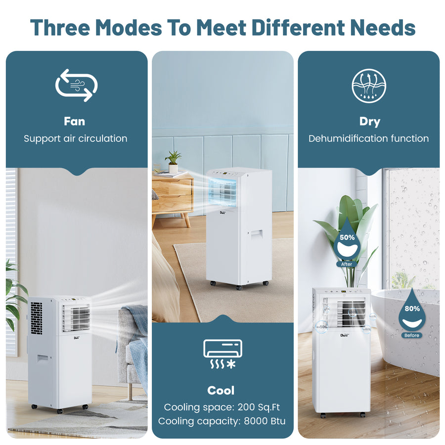 DuraComfort 8,000 BTU ASHRAE Portable Air Conditioner, Cools up to 175