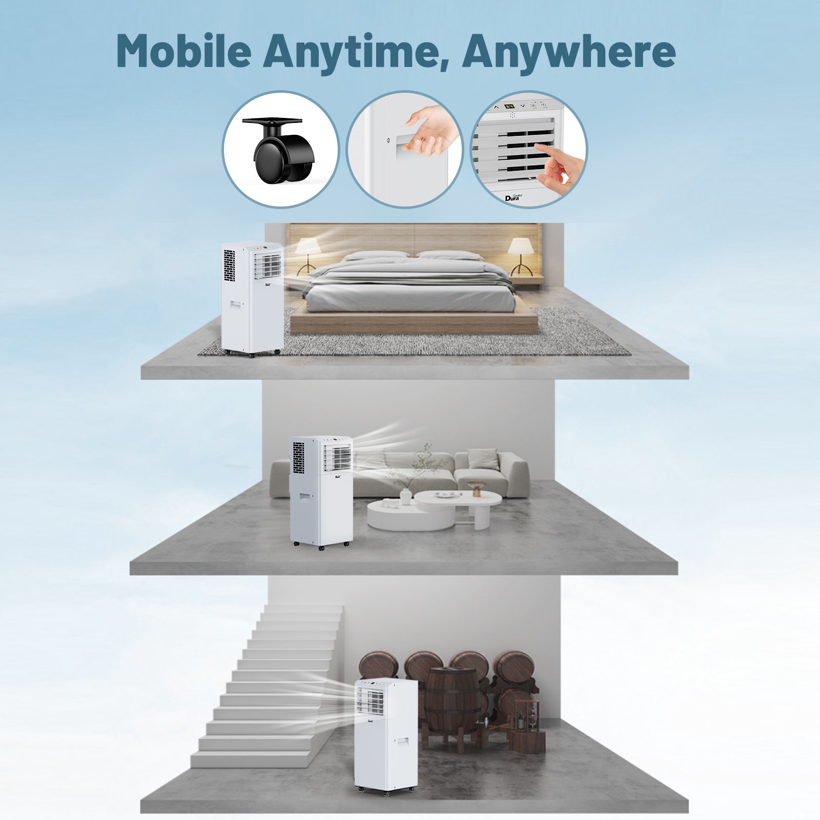 DuraComfort 8,000 BTU ASHRAE Portable Air Conditioner, Cools up to 175