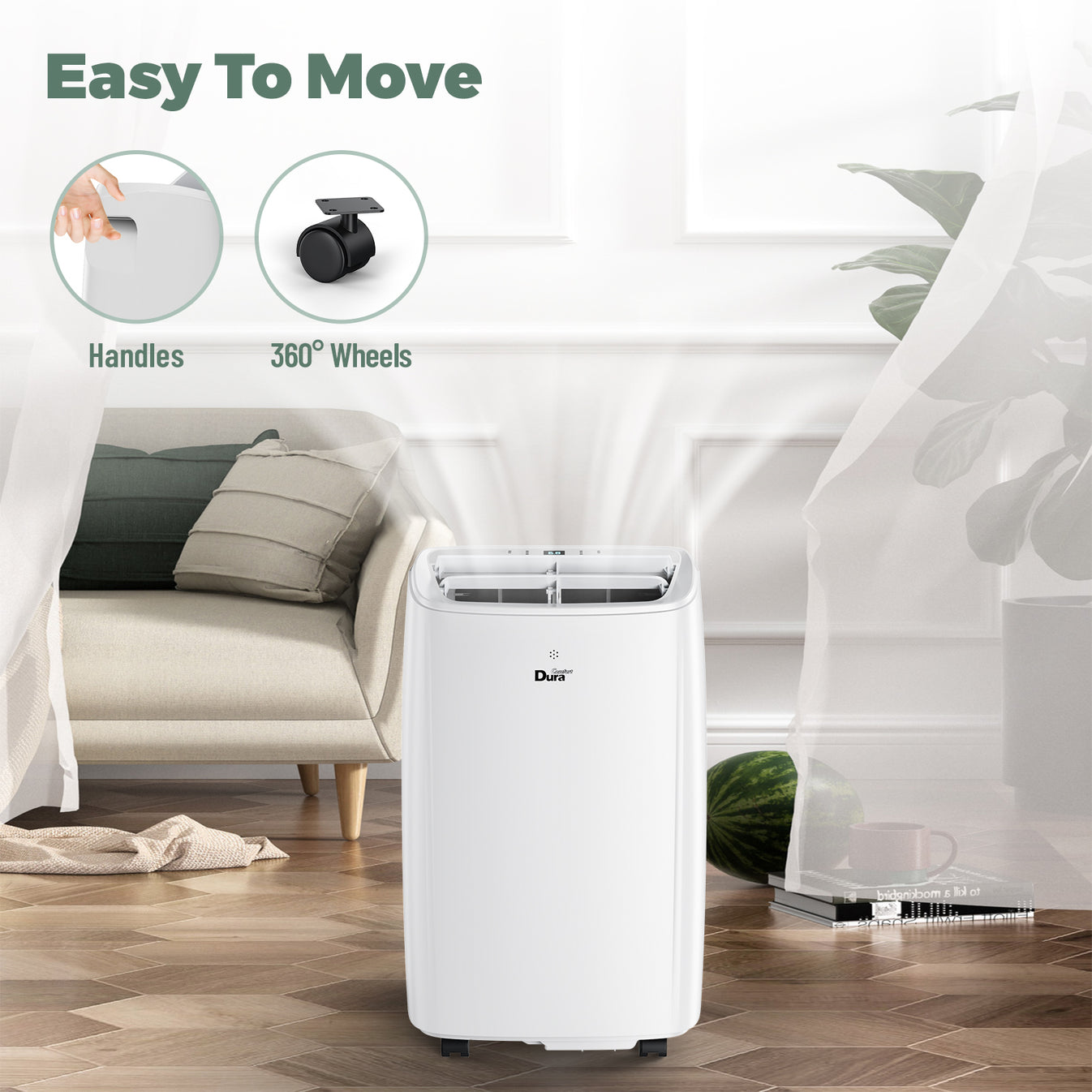DuraComfort Portable AC Unit 8000 BTU ASHRAE for Room, Cools up to 200