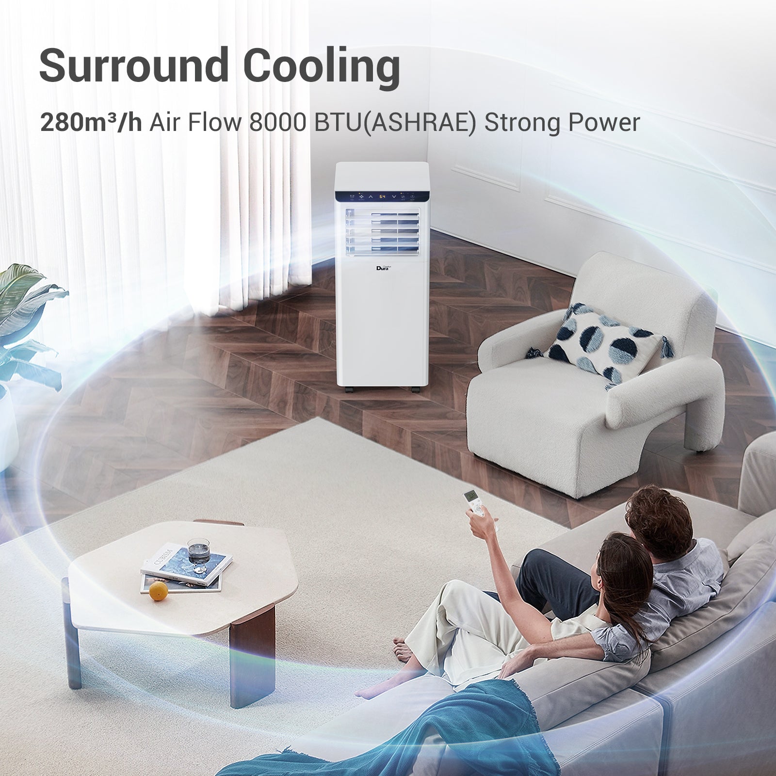 DuraComfort 8,000 BTU ASHRAE Portable Air Conditioner, 3-in-1 AC Unit,