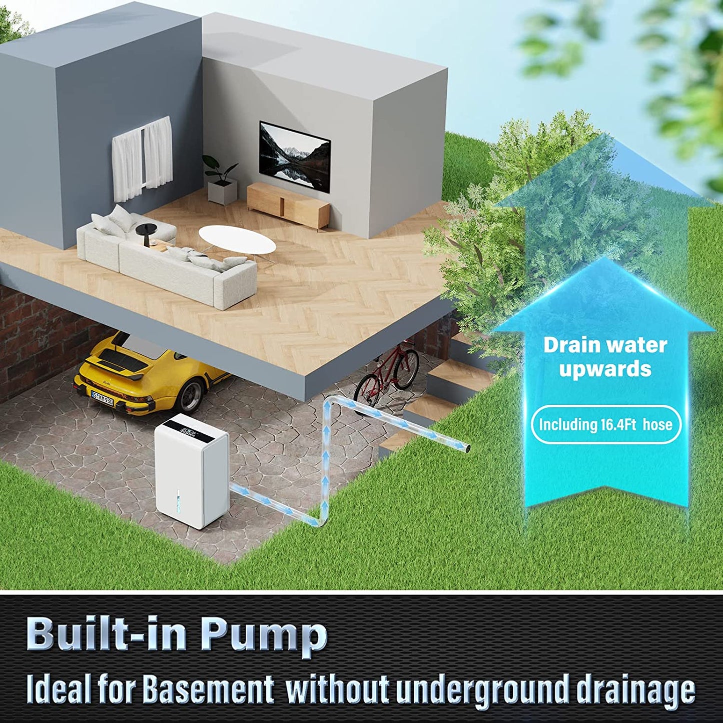 DuraComfort Dehumidifier with Pump/Drain Hose - Up to 4500Sq.Ft Large